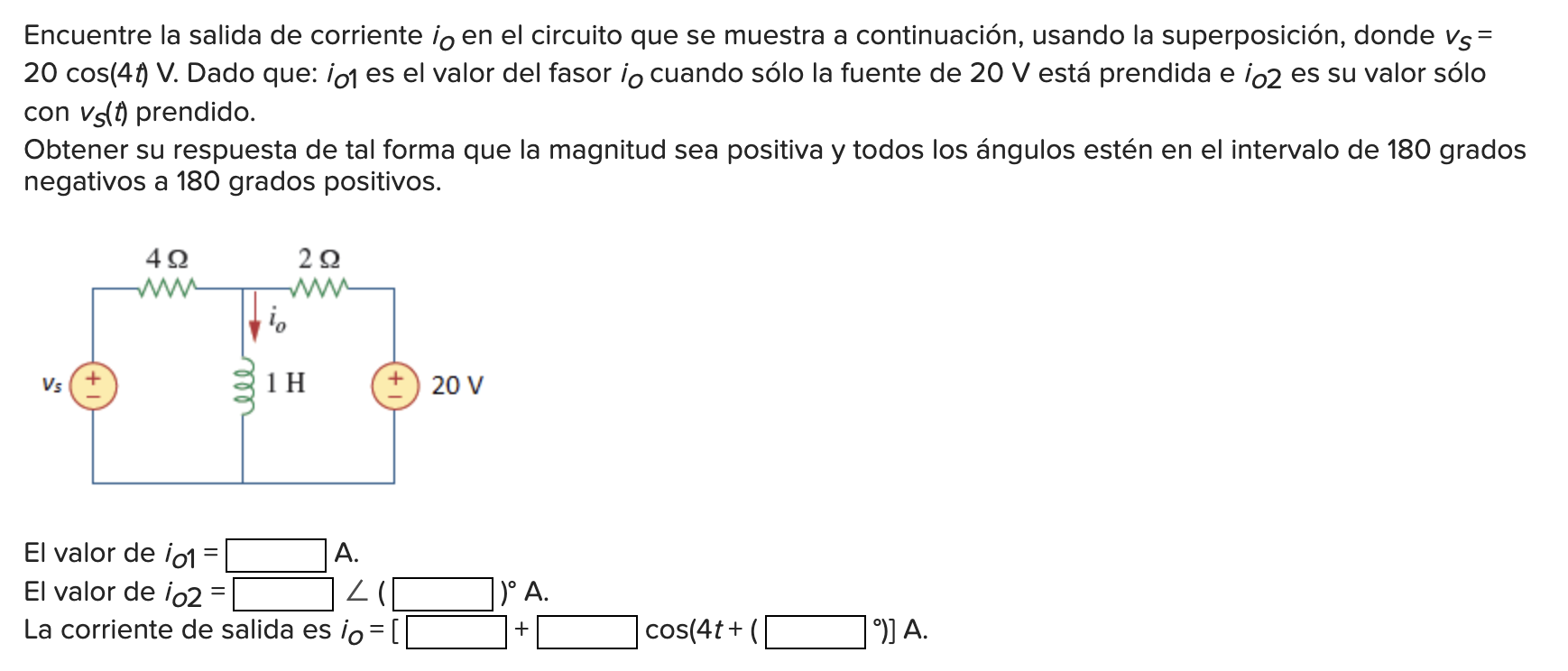 Solved Encuentre la salida de corriente iO en el circuito | Chegg.com