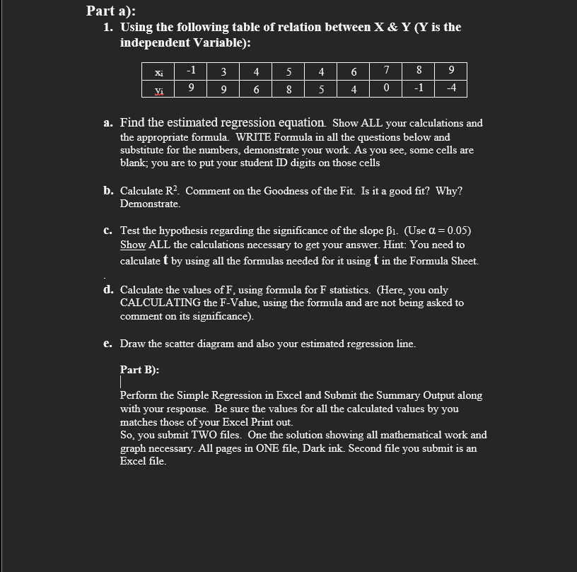 1. Using the following table of relation between X \& | Chegg.com