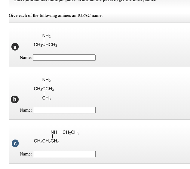 Solved Give each of the following amines an IUPAC name: NH2 | Chegg.com