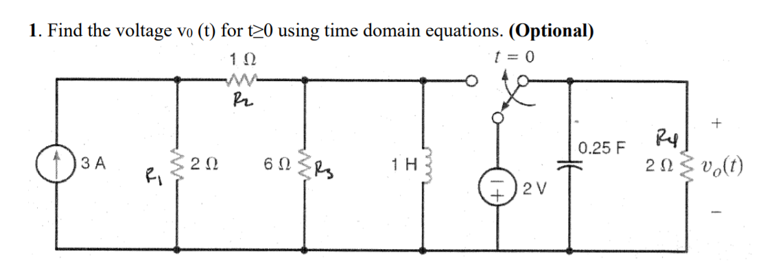 Solved . Find the voltage v0 (t) for t≥0 using time domain | Chegg.com