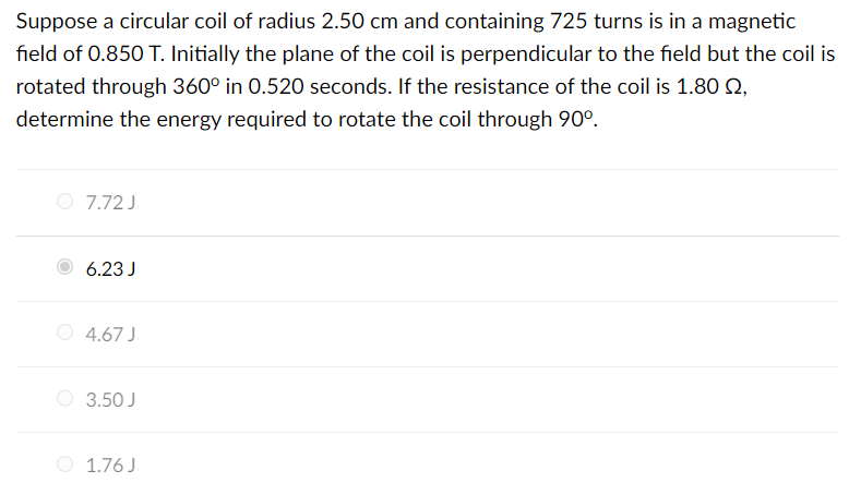 Solved Suppose a circular coil of radius \\( 2.50 | Chegg.com