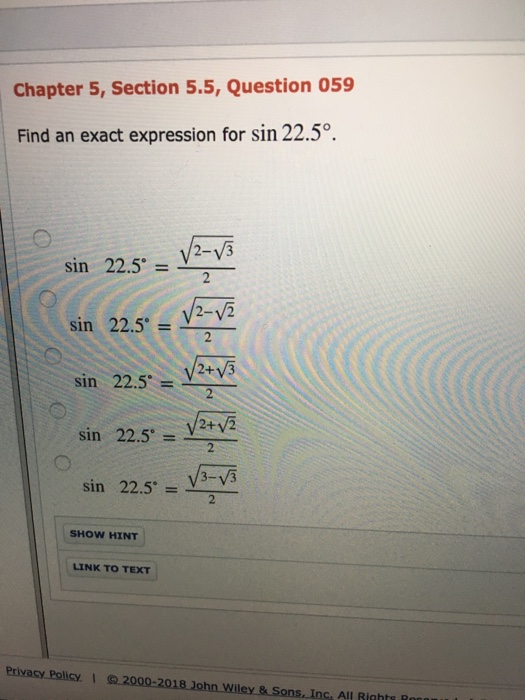Solved Chapter 5, Section 5.5, Question 059 Find an exact | Chegg.com