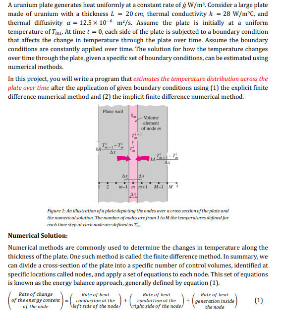 A uranium plate generates heat uniformly at a | Chegg.com