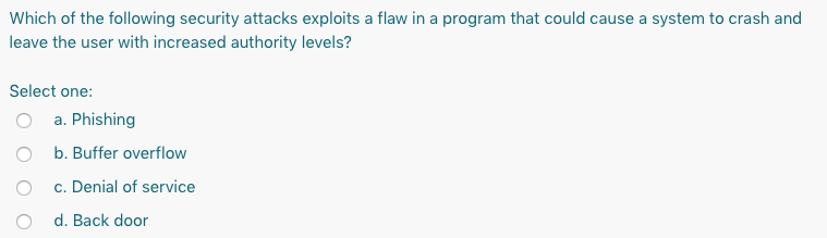 Solved Which of the following security attacks exploits a | Chegg.com
