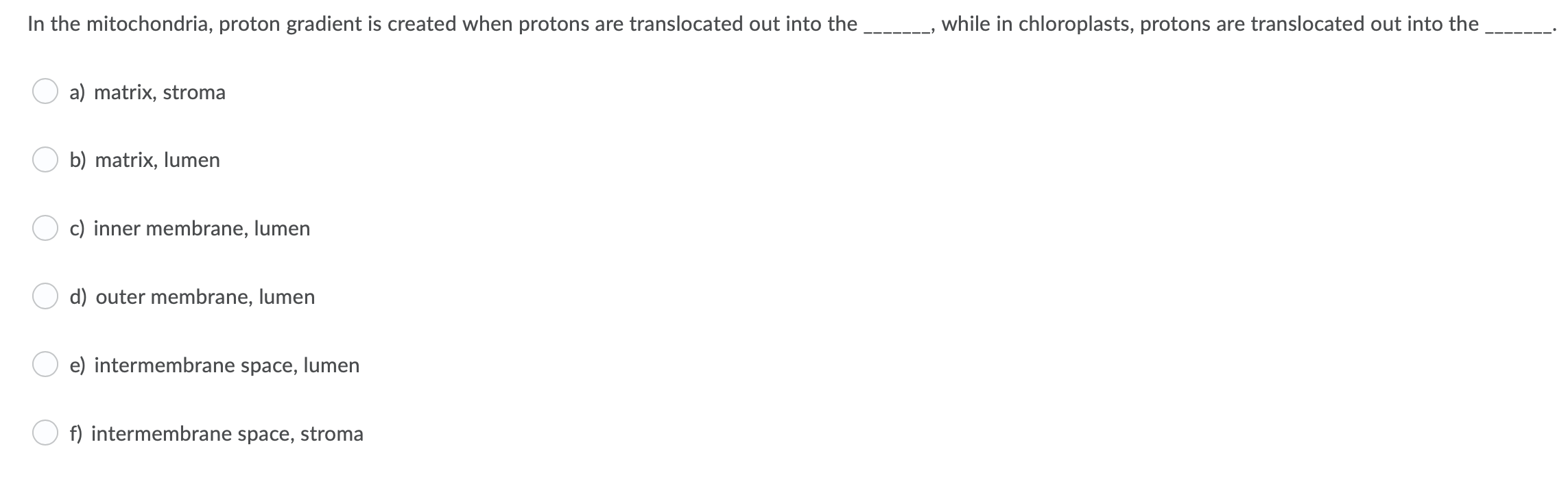 Solved In the mitochondria, proton gradient is created when | Chegg.com