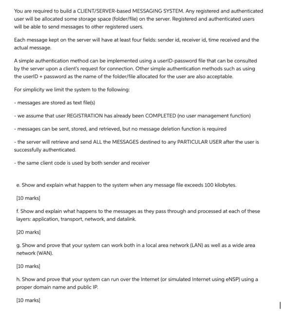 Solved You are required to build a CLIENT/SERVER-based | Chegg.com