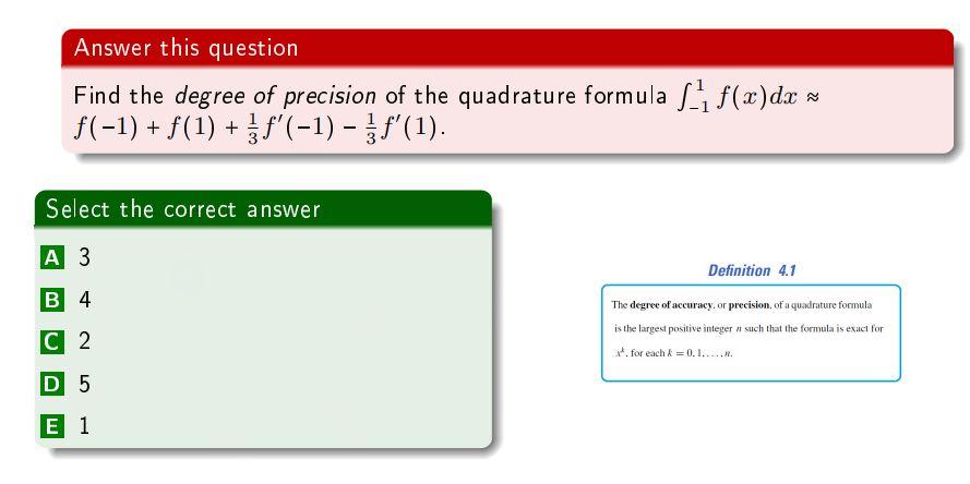 Solved Answer this question Find the degree of precision of | Chegg.com