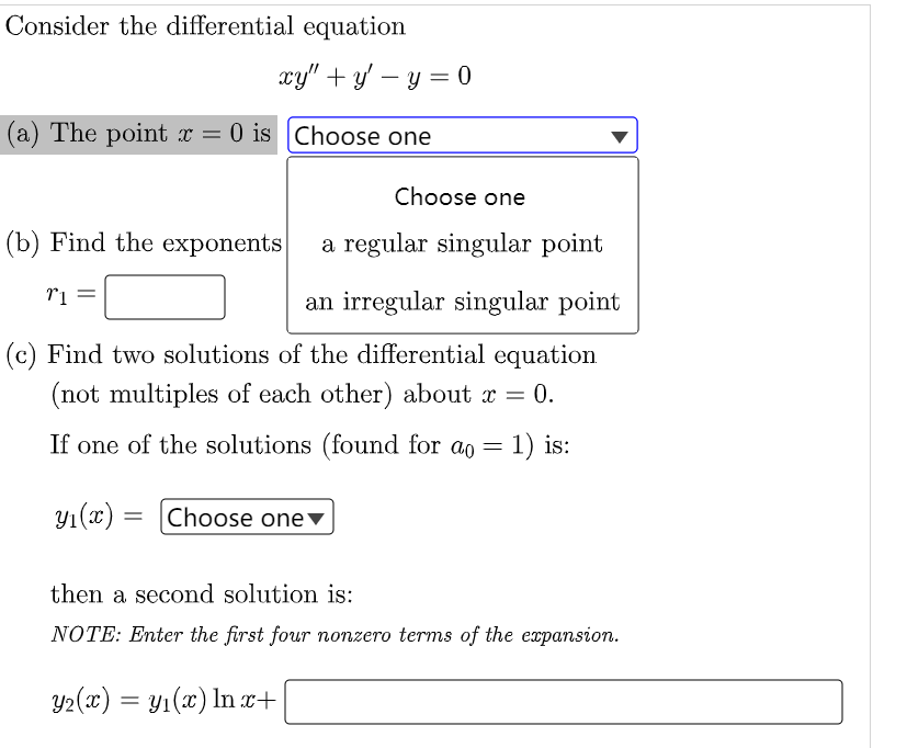 Solved Consider the differential equation xy′′+y′−y=0 (a) | Chegg.com