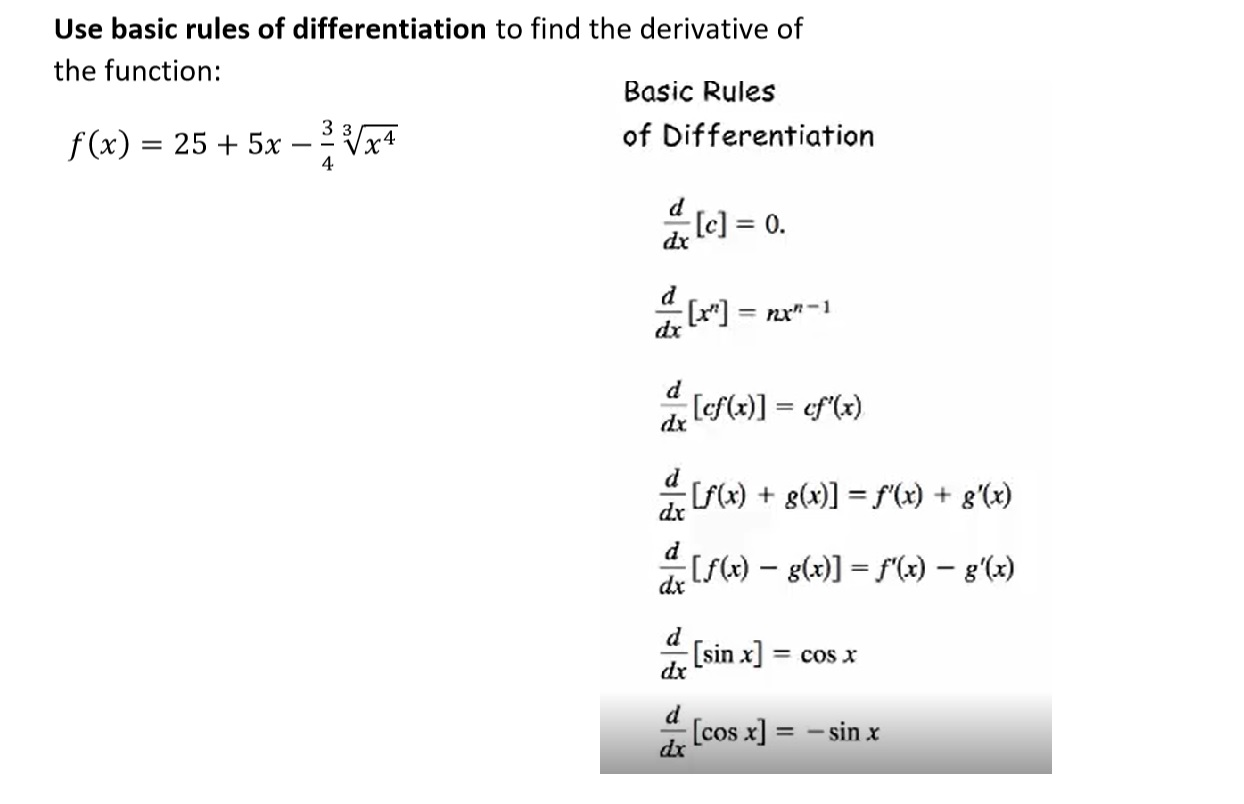 Solved Use basic rules of differentiation to find the | Chegg.com