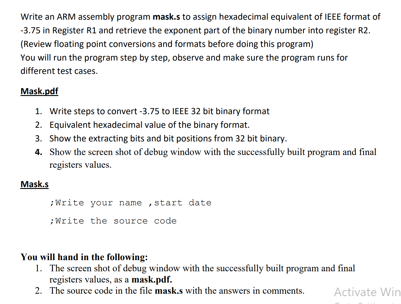 Solved Write An Arm Assembly Program Masks To Assign 5298