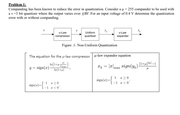 Solved Problem 1: Companding has been known to reduce the | Chegg.com
