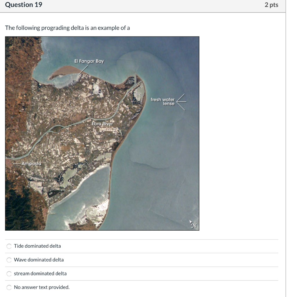 Solved Question 19 2 pts The following prograding delta is | Chegg.com