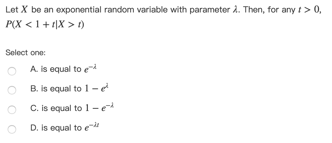 Solved Let X be an exponential random variable with | Chegg.com