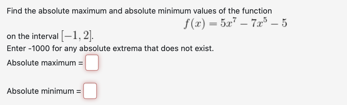 Solved Find the absolute maximum and absolute minimum values | Chegg.com