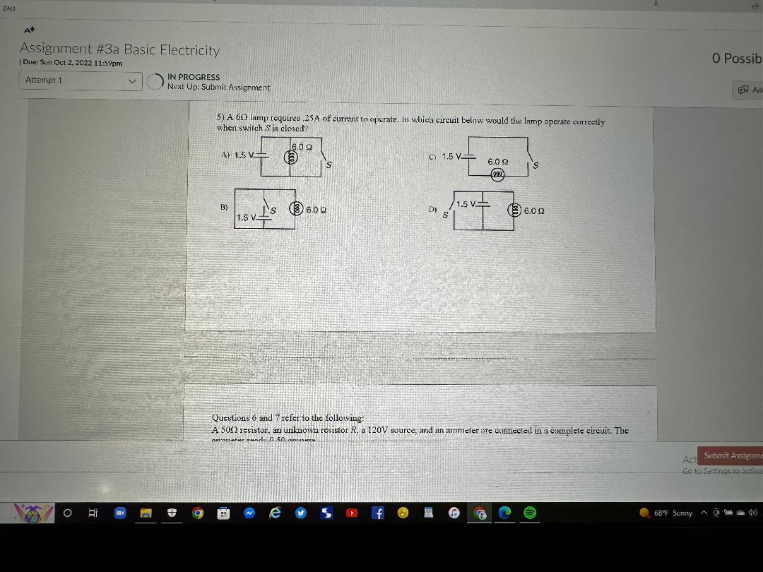 Solved Assignment #3a Basic Electricity | Due: sin Oct | Chegg.com