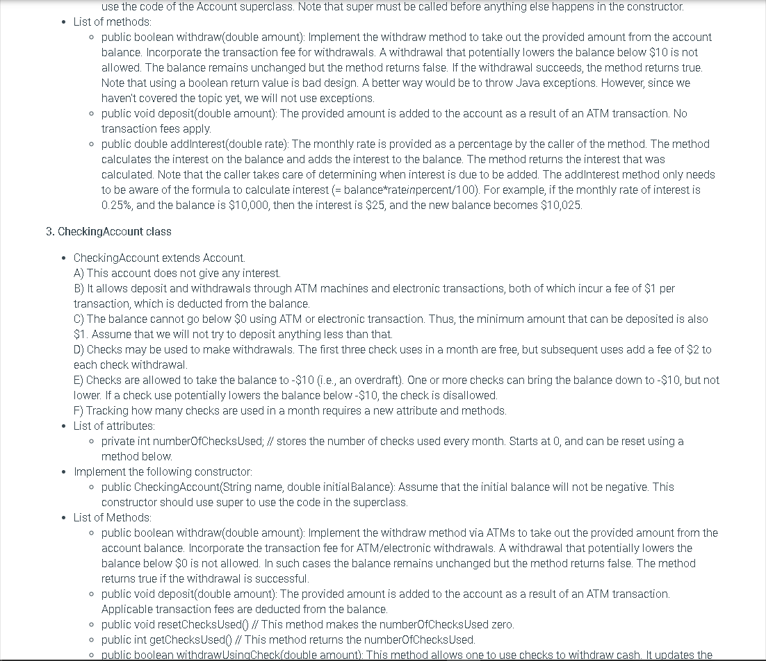 Solved Abstract Classes, Inheritance (Bank Application) | Chegg.com