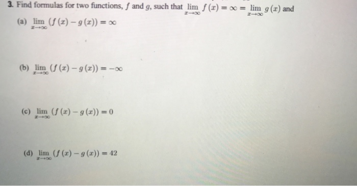 Solved Find formulas for two functions, f and g, such that | Chegg.com