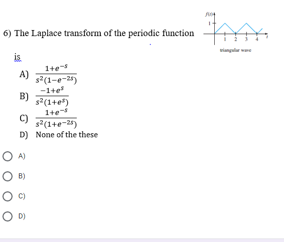 Solved f01 Photo 6) The Laplace transform of the periodic | Chegg.com