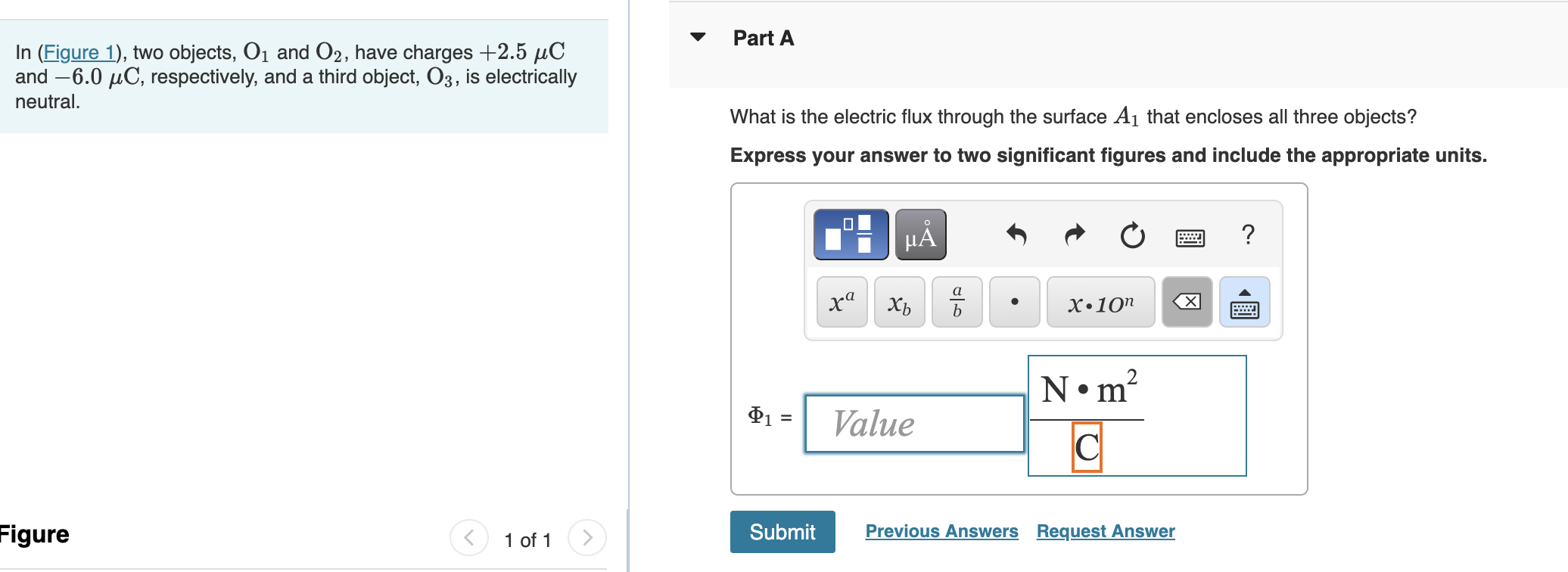 Solved In (Figure 1), two objects, 0₁ and O2, have charges | Chegg.com