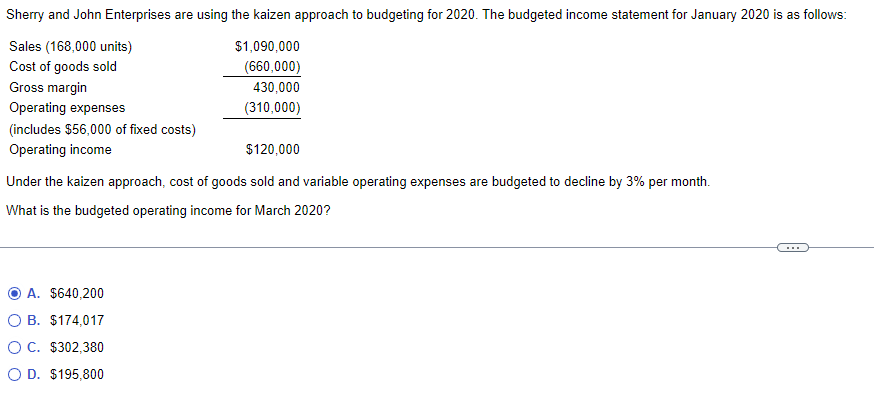 Solved Under the kaizen approach, cost of goods sold and | Chegg.com