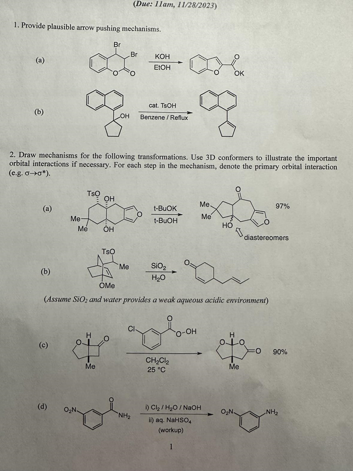 Solved 1. Provide plausible arrow pushing mechanisms. (a) | Chegg.com