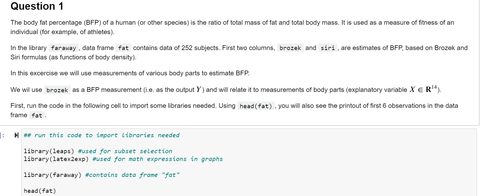 The body fat percentage (BFP) of a human (or other | Chegg.com