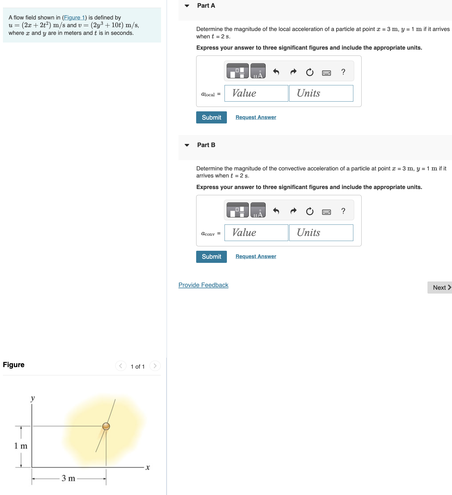 Solved A flow field shown in (Figure 1) is ﻿defined | Chegg.com