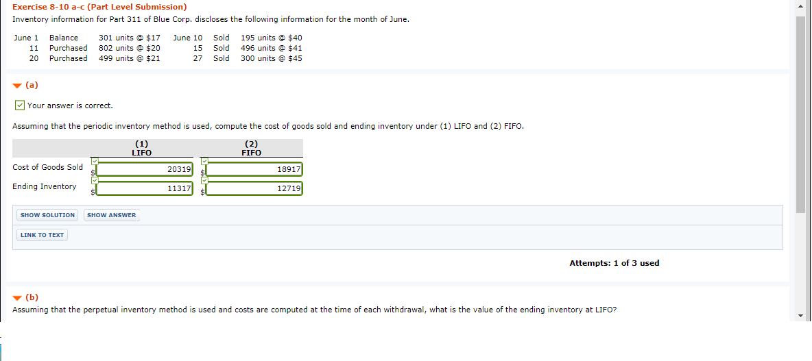 Solved Part C: what is the value of the ending inventory at | Chegg.com