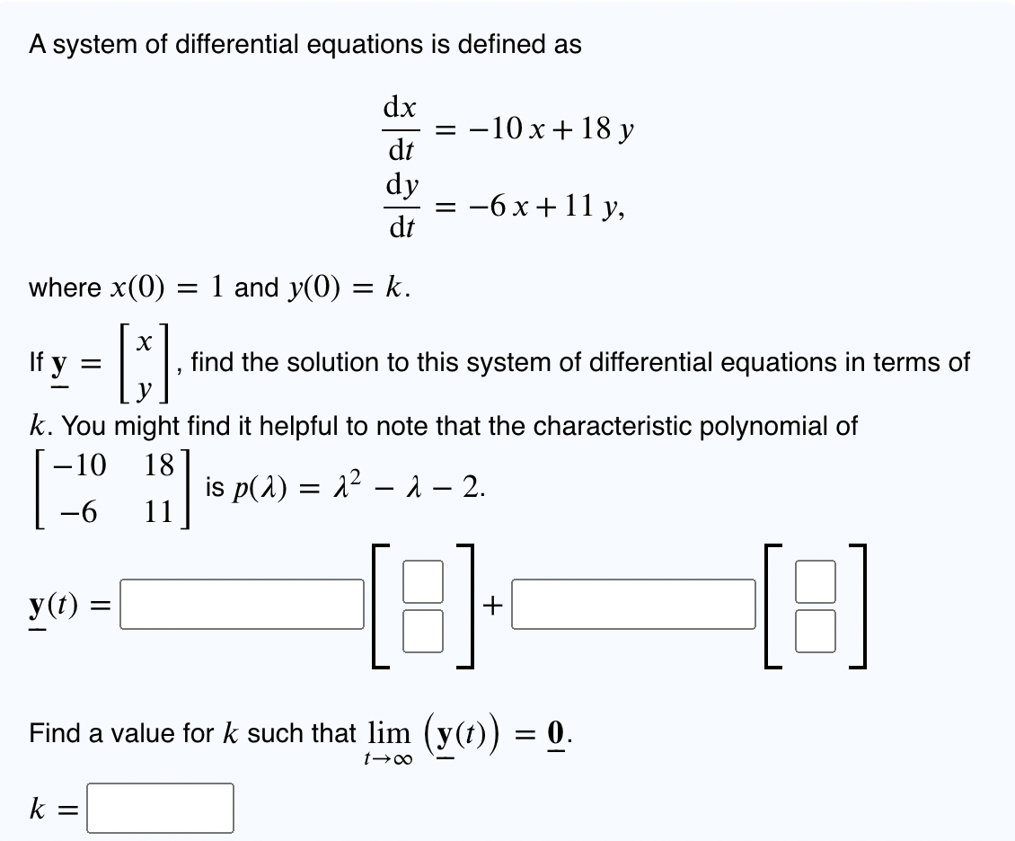 Solved A system of differential equations is defined | Chegg.com