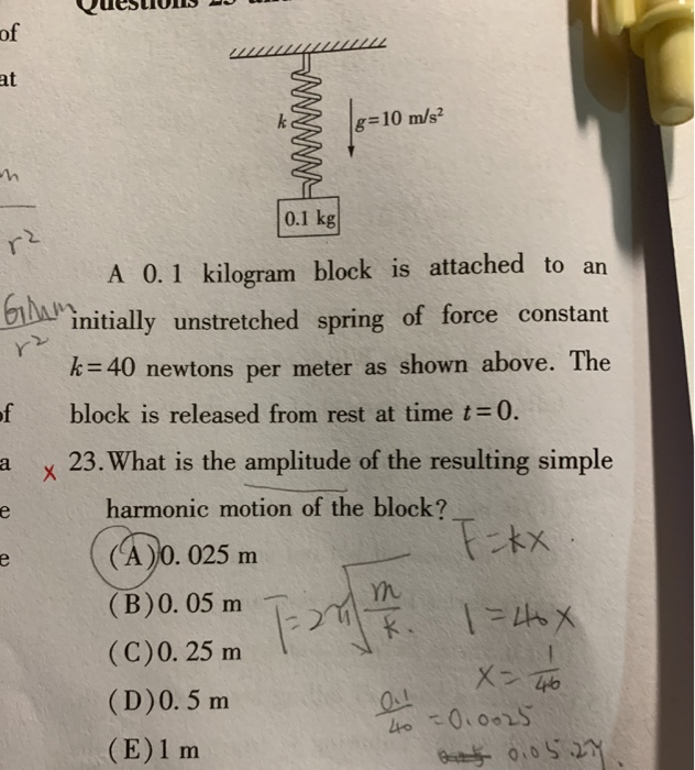 Solved of at g-10 m/s2 0.1 kg A 0.1 kilogram block is | Chegg.com