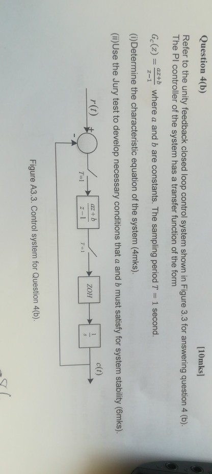 Solved Question 4(b) (10mks] Refer to the unity feedback | Chegg.com