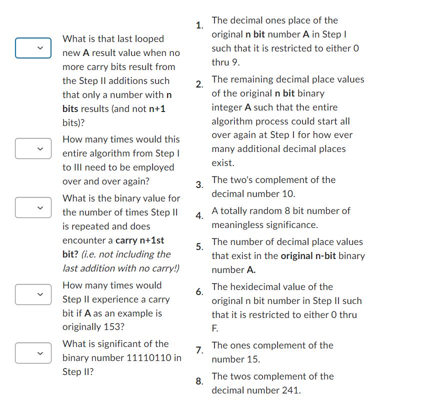 Solved Match The Following Questions Given The Digital 