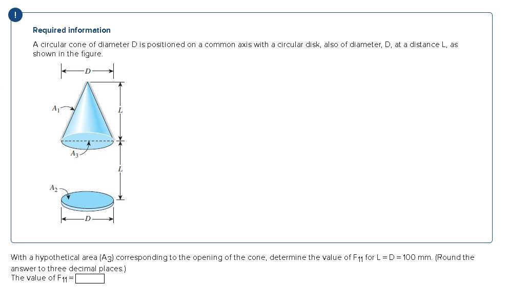 Solved ! Required information A circular cone of diameter D | Chegg.com