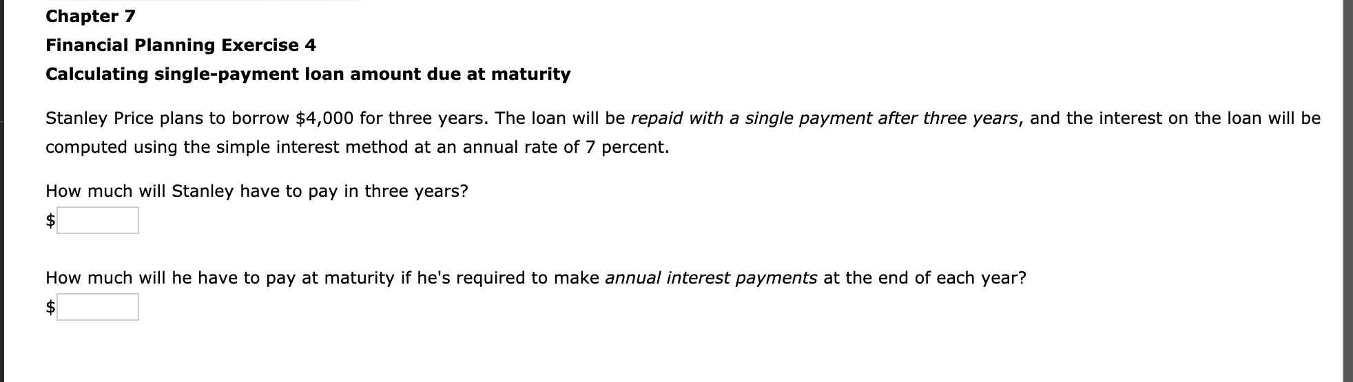 Solved Chapter 7 Financial Planning Exercise 4 Calculating | Chegg.com