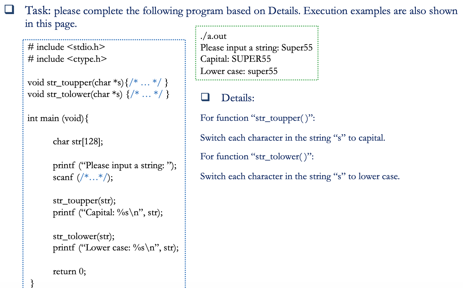 Solved Task: please complete the following program based on | Chegg.com