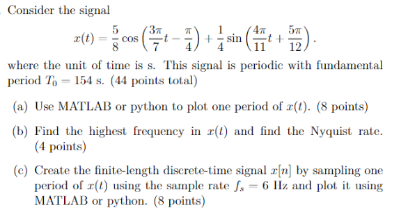Consider the signal | Chegg.com