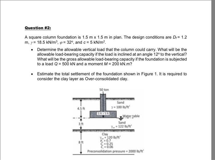 Solved A square column foundation is 1.5 m times 1.5 m in | Chegg.com