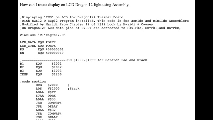 How can I rotate display on LCD Dragon 12-light using | Chegg.com