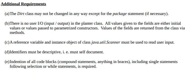 Solved ** HERE IS THE GIVEN CLASS DIRT.JAVA:** **JUST COPY | Chegg.com