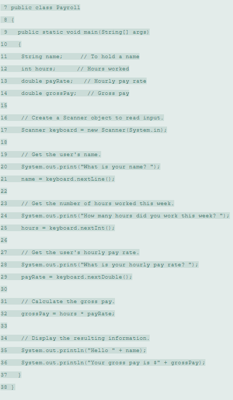 Solved Use Code 2-29 (Payroll.java) on page 90 (screenshot | Chegg.com