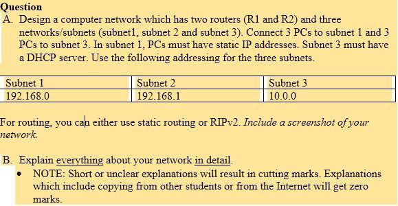 Solved Question A. Design a computer network which has two | Chegg.com