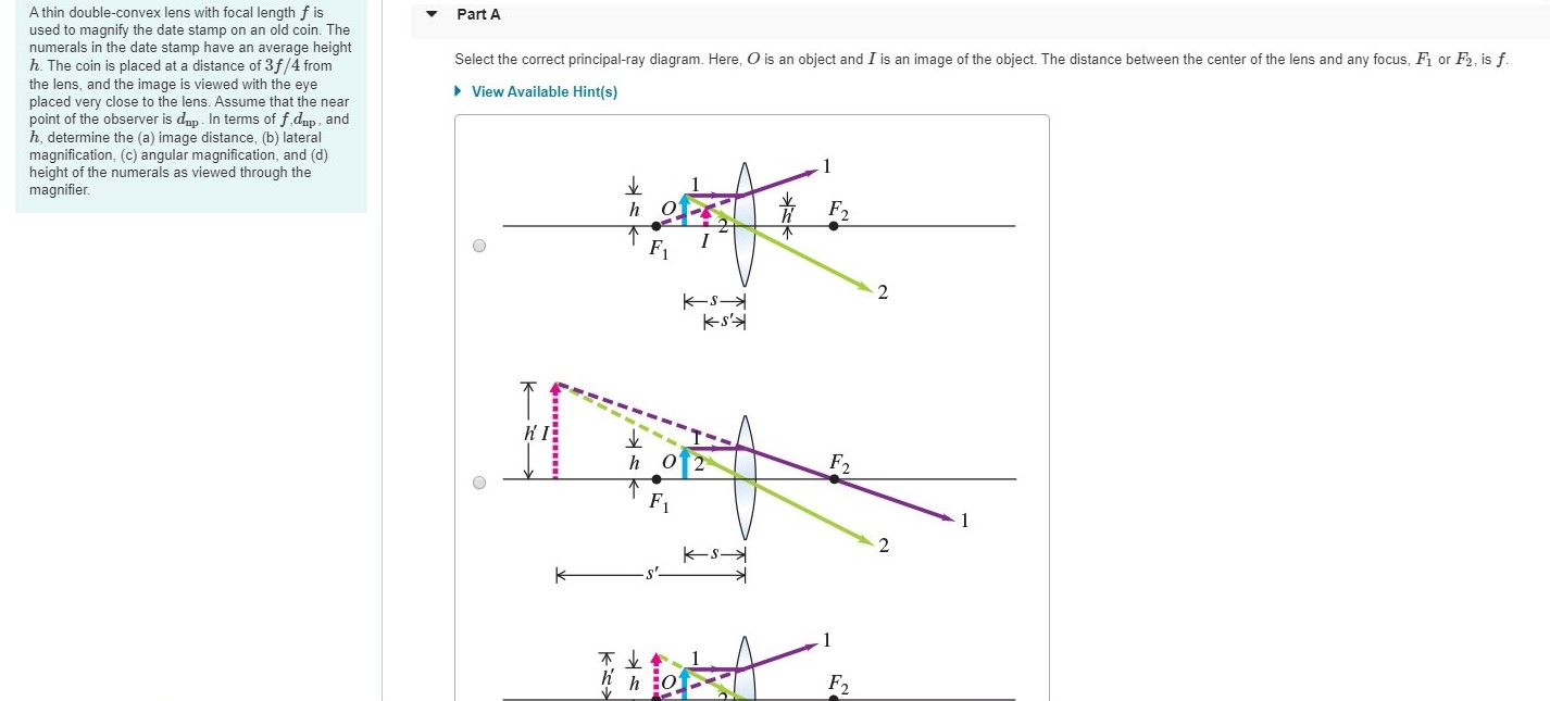 Solved Part A Select the correct principal-ray diagram. | Chegg.com