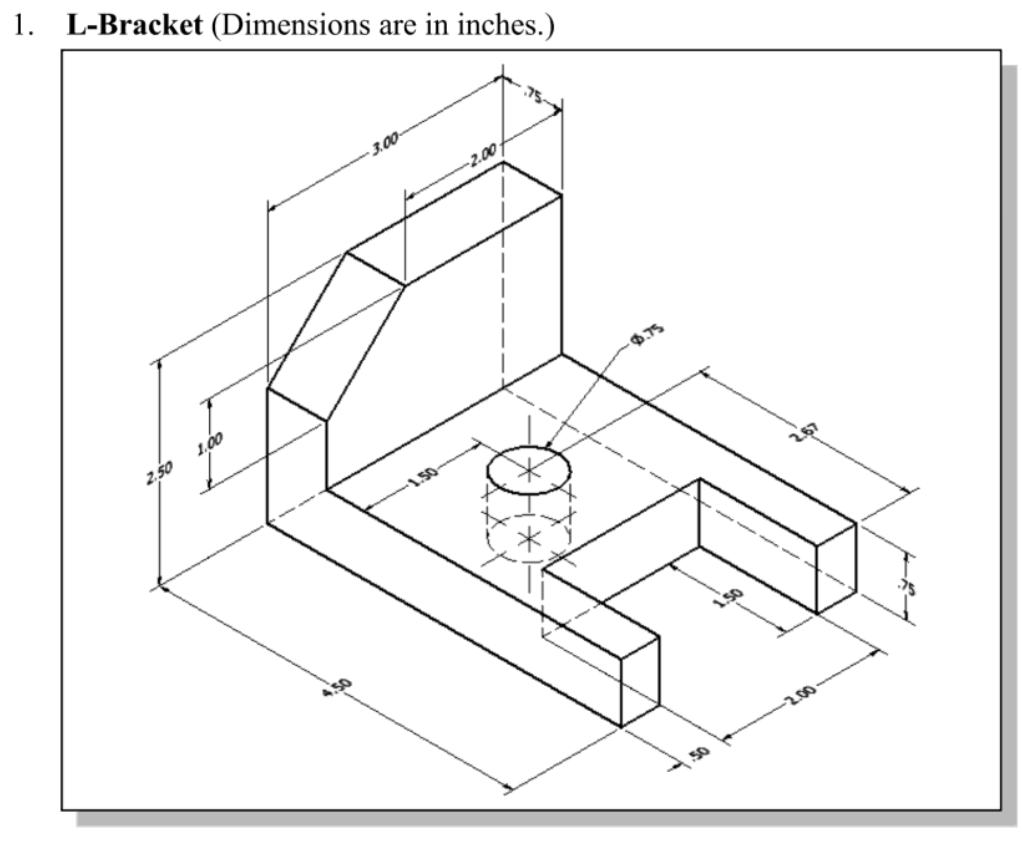 Solved 1. L-Bracket (Dimensions are in inches.) 3.00 2.00 | Chegg.com