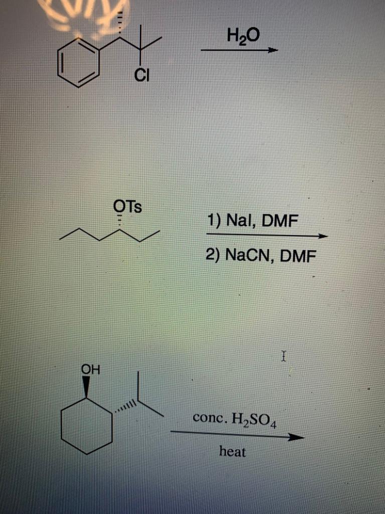 Solved H2O OTS 1) Nal, DMF 2) NaCN, DMF I OH conc. H2SO4 | Chegg.com