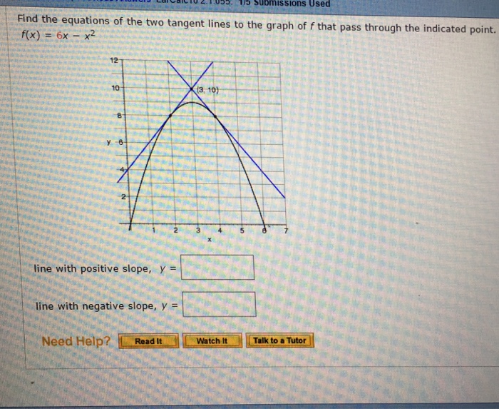 Solved Find the equations of the two tangent lines to the | Chegg.com