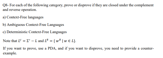 Solved Q8- For each of the following category, prove or | Chegg.com