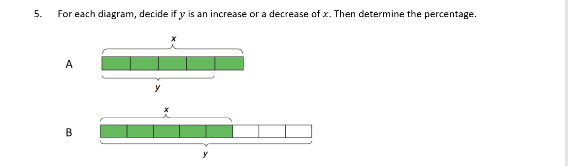 Solved 5. For each diagram, decide if y is an increase or a | Chegg.com
