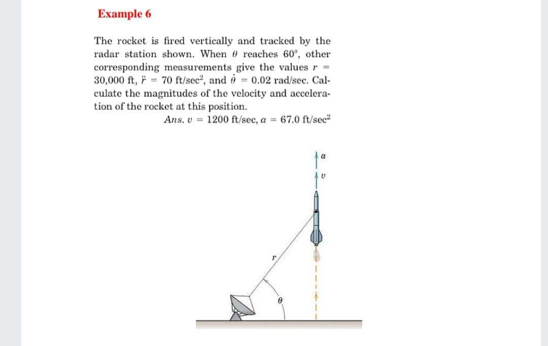 Solved Example 6 The rocket is fired vertically and tracked | Chegg.com