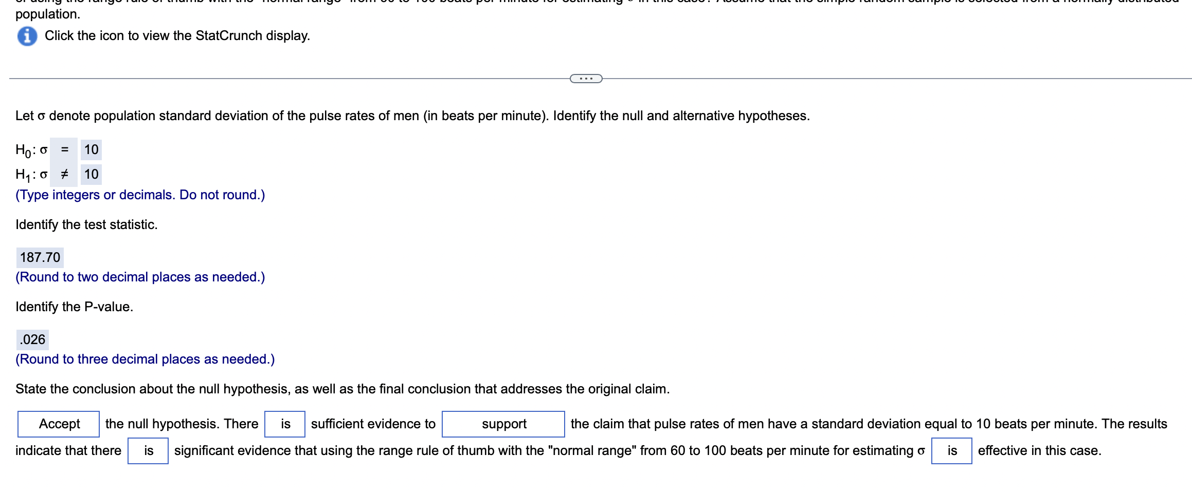 Solved Let σ denote population standard deviation of the | Chegg.com