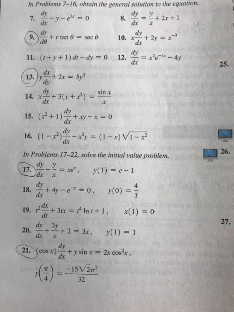Solved In Problems 7-16, obtain the general solution to the | Chegg.com